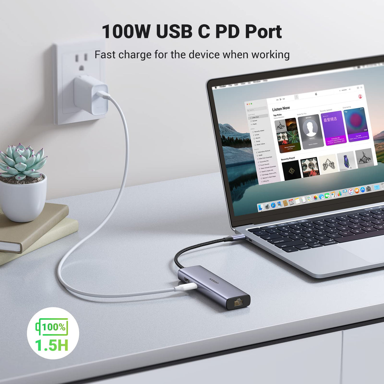 UGREEN 90568 USB-C Hub Ethernet 4K HDMI 100W Power Delivery 7-in-1 USB ...