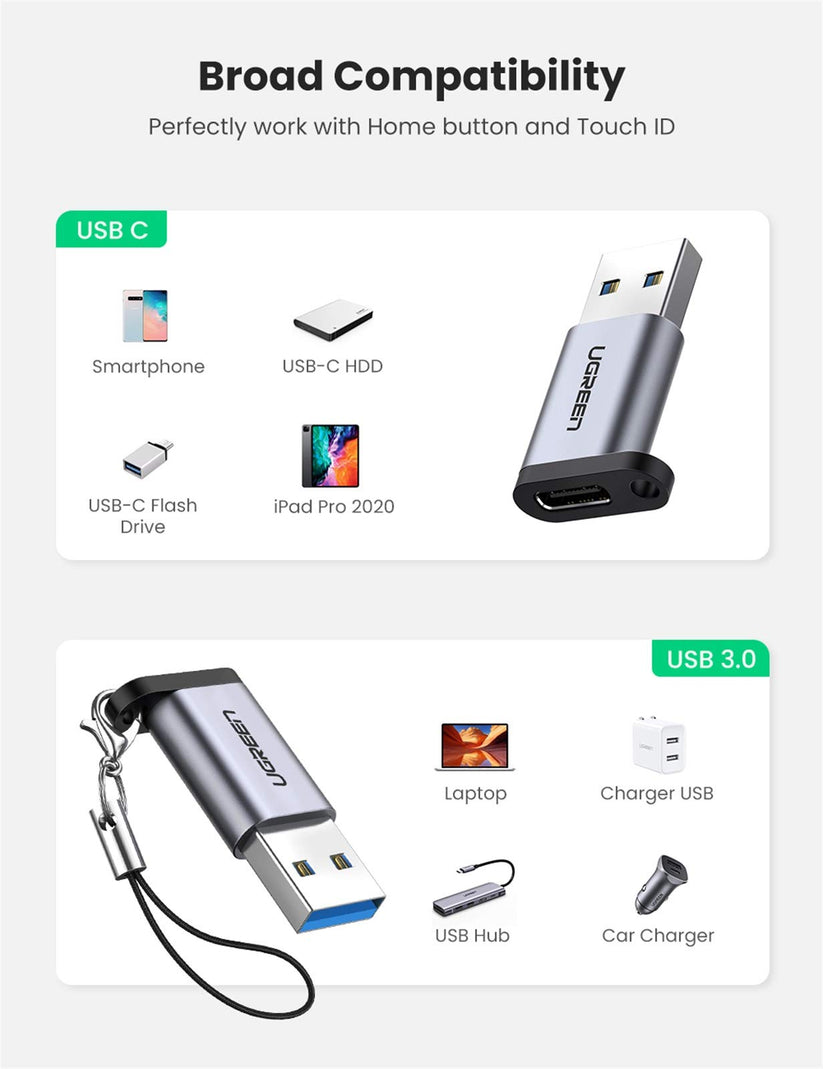 UGREEN 50533 USB-A 3.0 to USB-C Adapter (Gray) – UGREEN-NZL